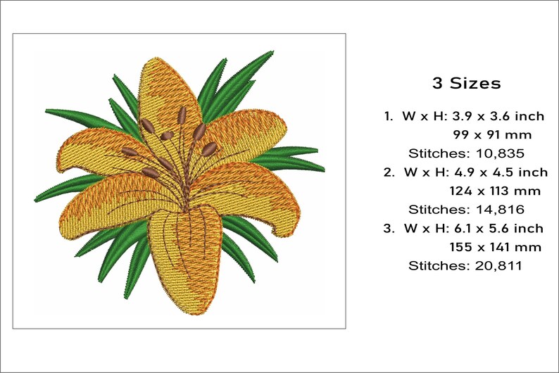 Lily Embroidery Design Flower Embroidery File Spring Machine - Etsy