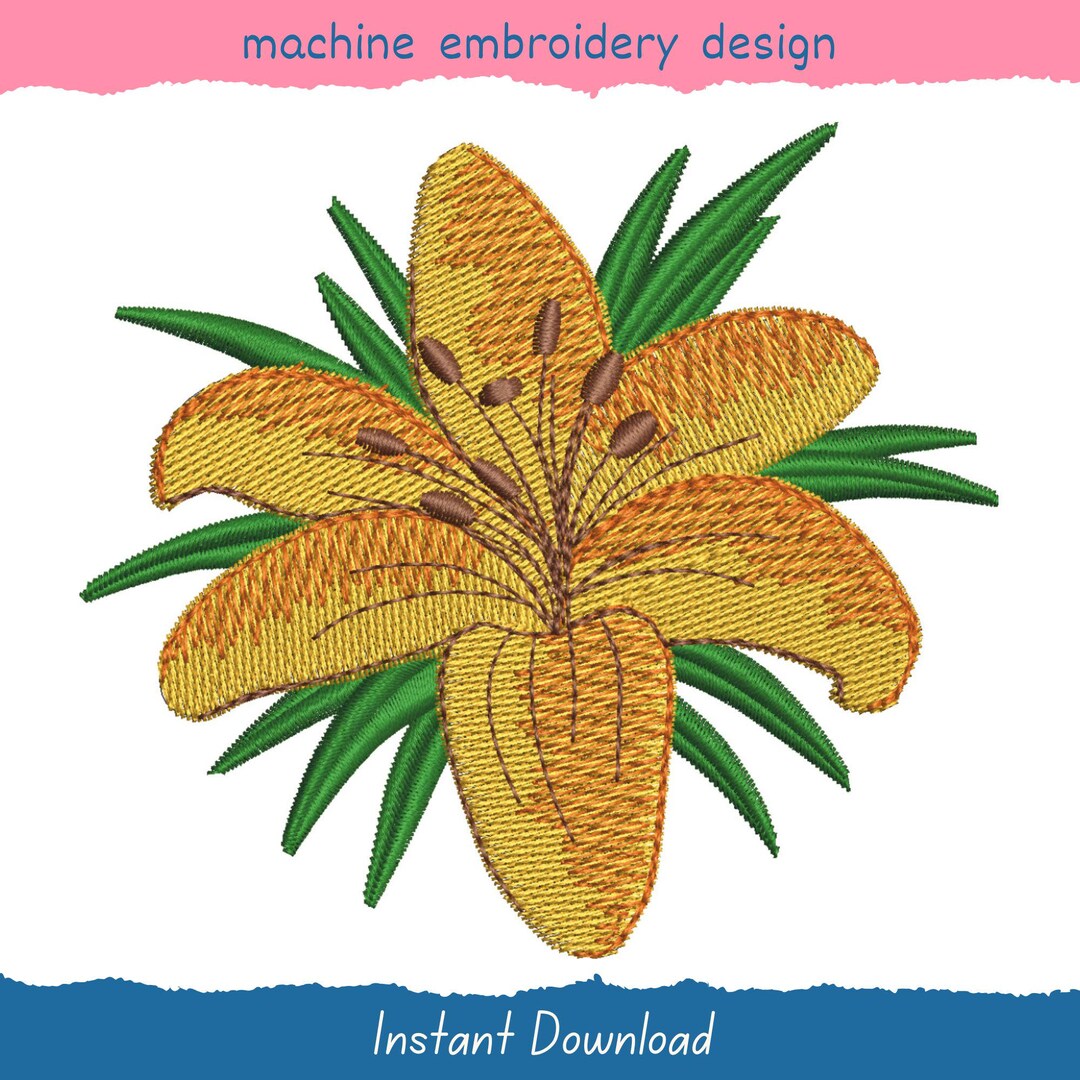Lily Embroidery Design - Tiger Lily Embroidery Pattern - Floral ...