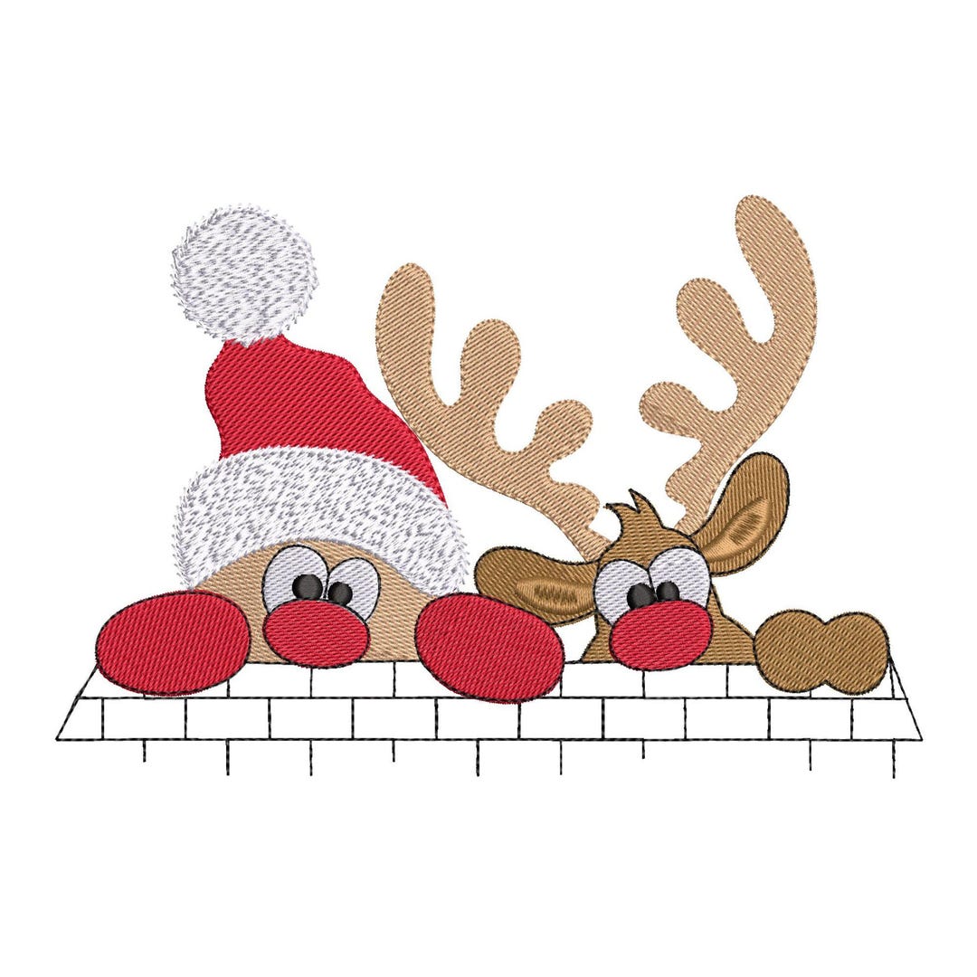 Santa and Rudolph Christmas Embroidery Design (instant Download) - Etsy