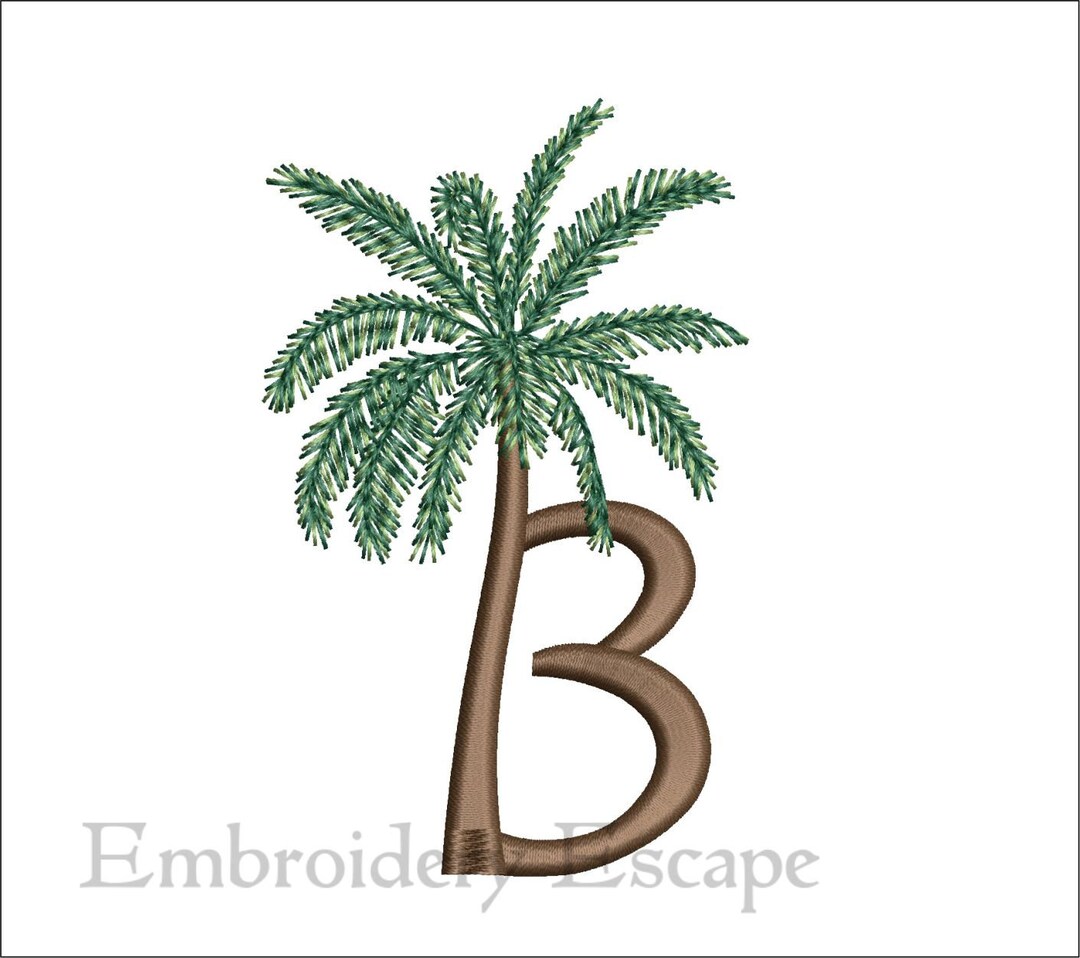 Palm Tree Letter B Embroidery Design, Uppercase Letter B Available in ...