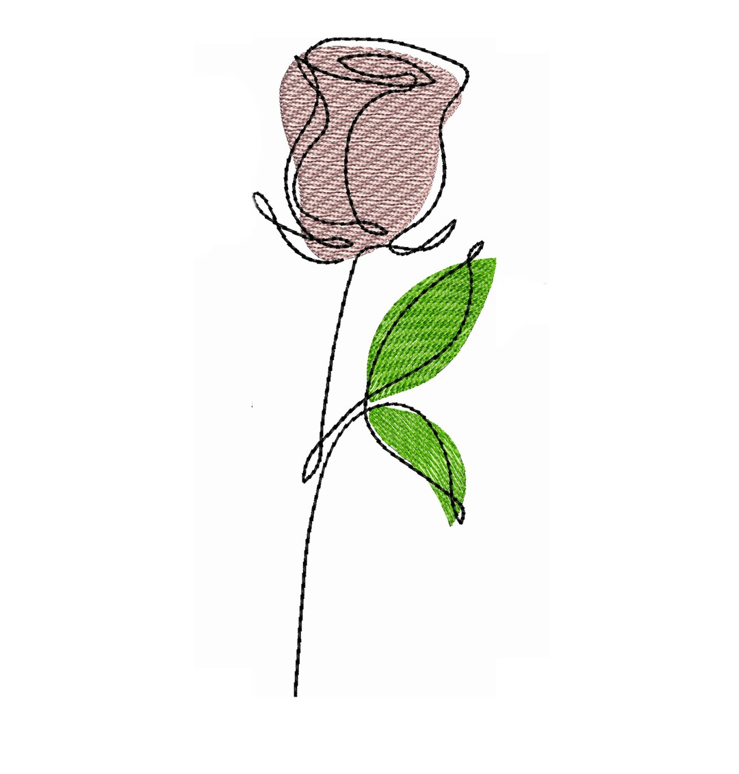 Line Rose Embroidery, One Line Art, One Line Rose, 3 Sizes, Machine ...