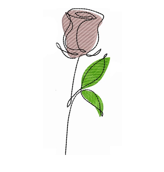 Line Rose Embroidery One Line Art One Line Rose 3 Sizes | Etsy