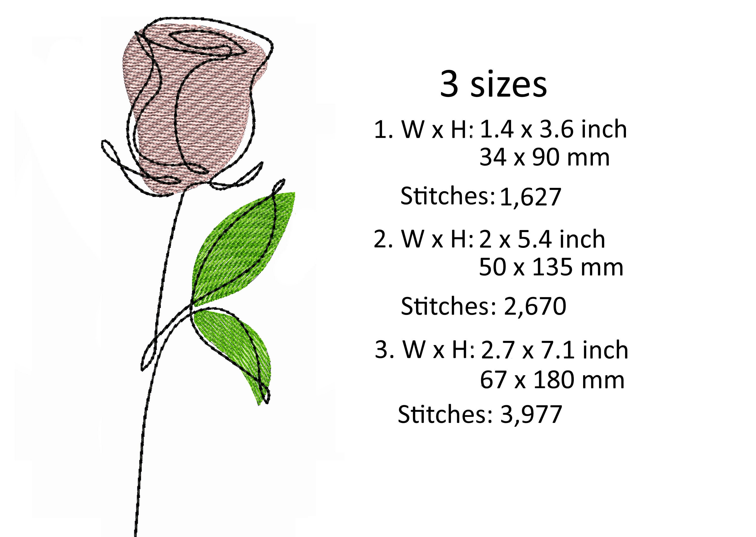 Line Rose Embroidery One Line Art One Line Rose 3 Sizes - Etsy