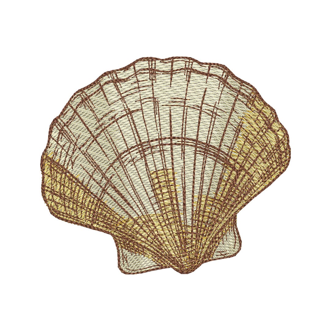 Shell Embroidery Design - Scallop Shell Embroidery Pattern - Holiday ...