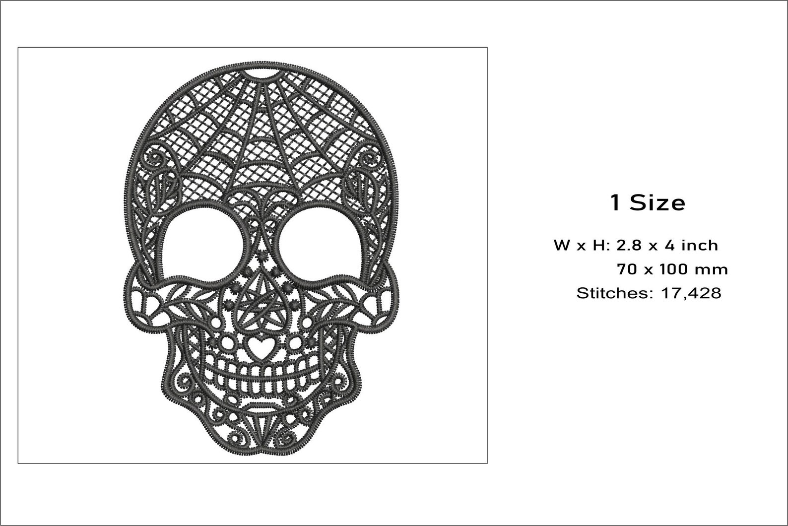 Freestanding Skull Embroidery Design: Lace Skull Pattern (instant ...