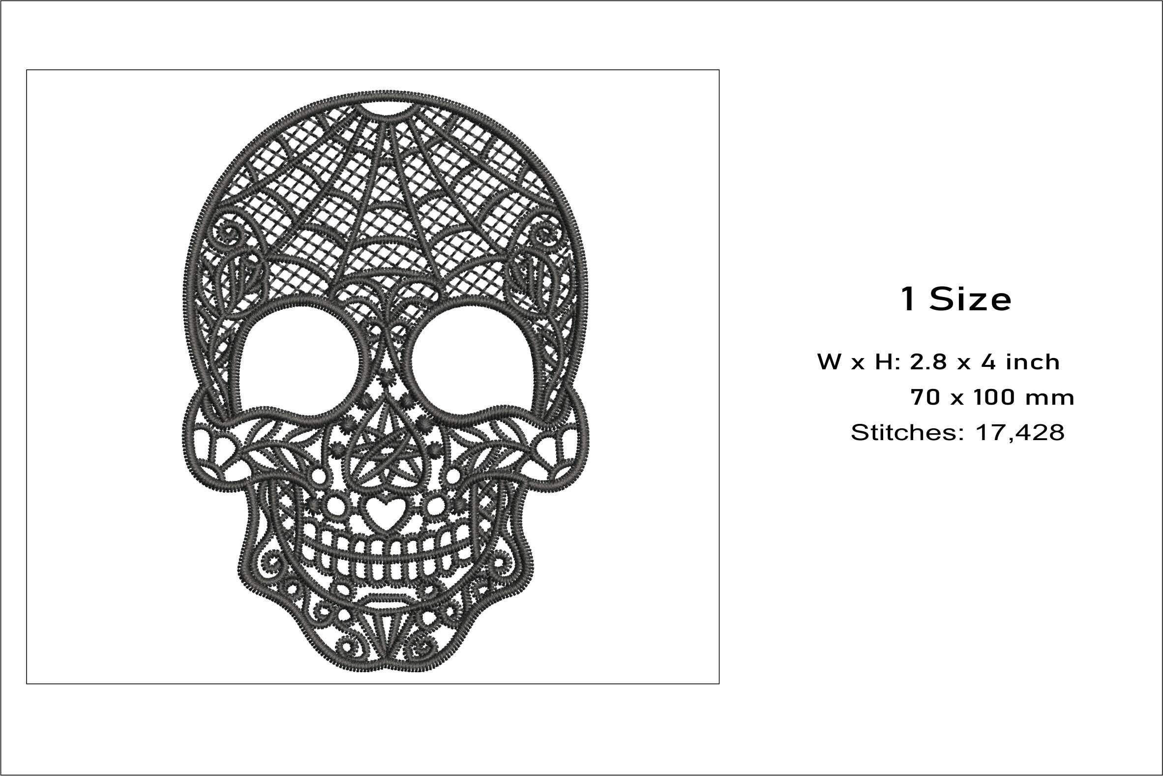 Freestanding Skull Embroidery Design: Lace Skull Pattern (instant ...