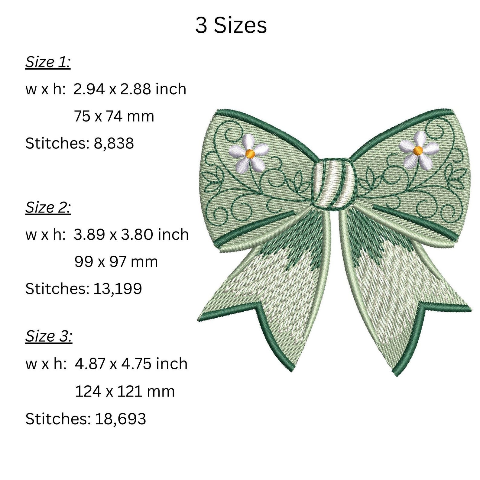 Bow Embroidery Design: Coquette Machine Embroidery Pattern (instant ...