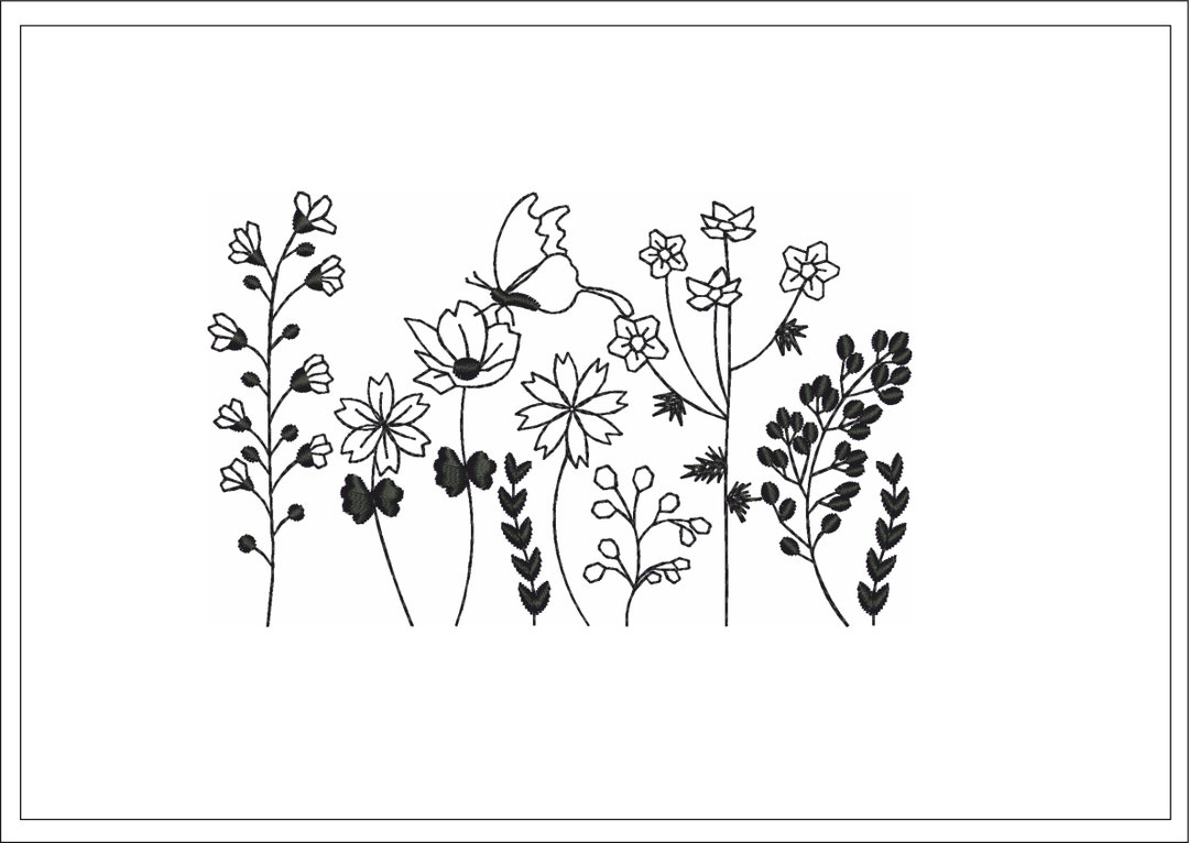 Wildflowers Embroidery Field Flowers Embroidery Design - Etsy