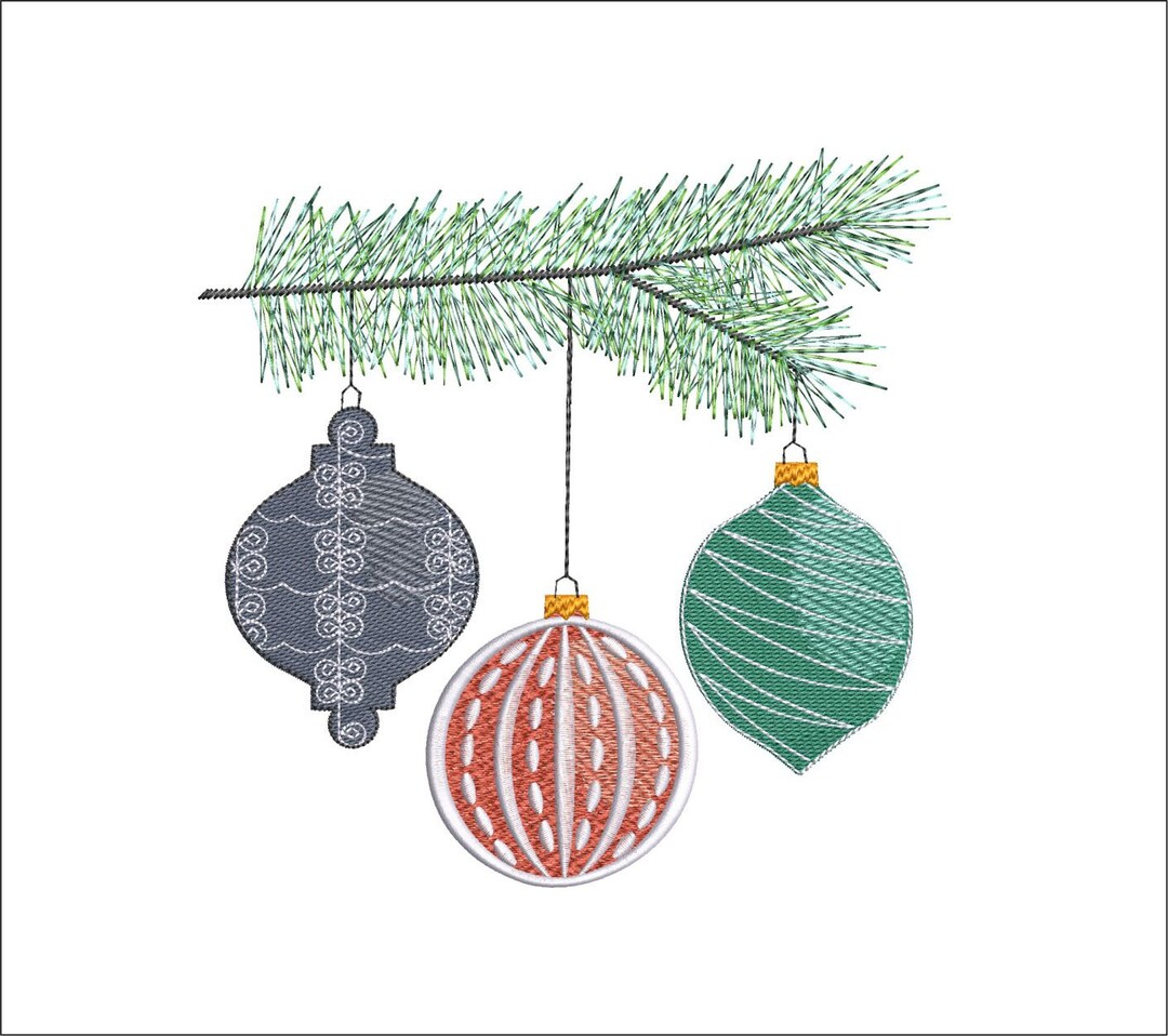 Christmas Tree Branch Embroidery File, Pine Branch Embroidery Design ...