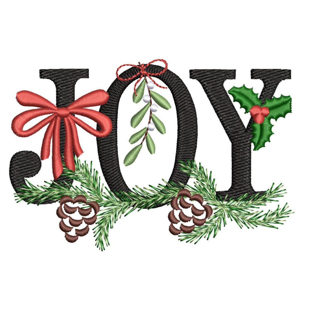 Joy Embroidery Design - Christmas Embroidery Pattern (instant Download ...