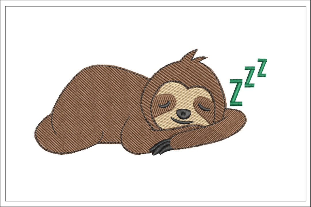 Sloth Embroidery Design, Sleeping Sloth Embroidery File, Sloth Machine ...