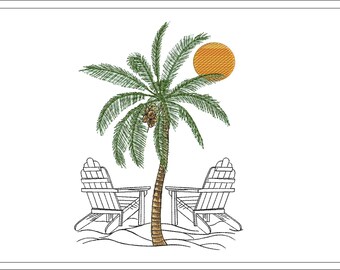 Palm Tree Line Embroidery Design Instant Download - Etsy