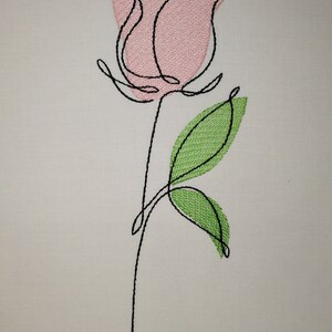 Line Rose Embroidery, One Line Art, One Line Rose, 3 Sizes, Machine ...