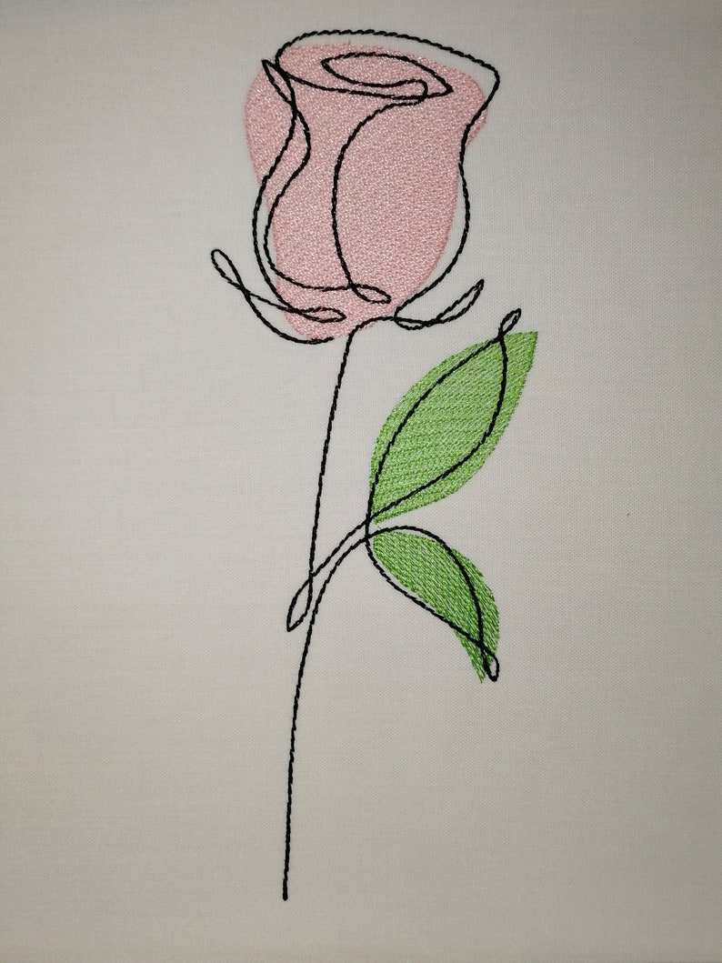 Line Rose Embroidery One Line Art One Line Rose 3 Sizes - Etsy