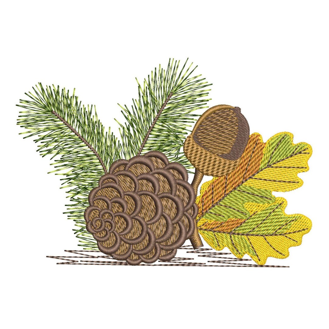 Pine Cone Embroidery Design: Forest Theme Machine Embroidery (instant ...