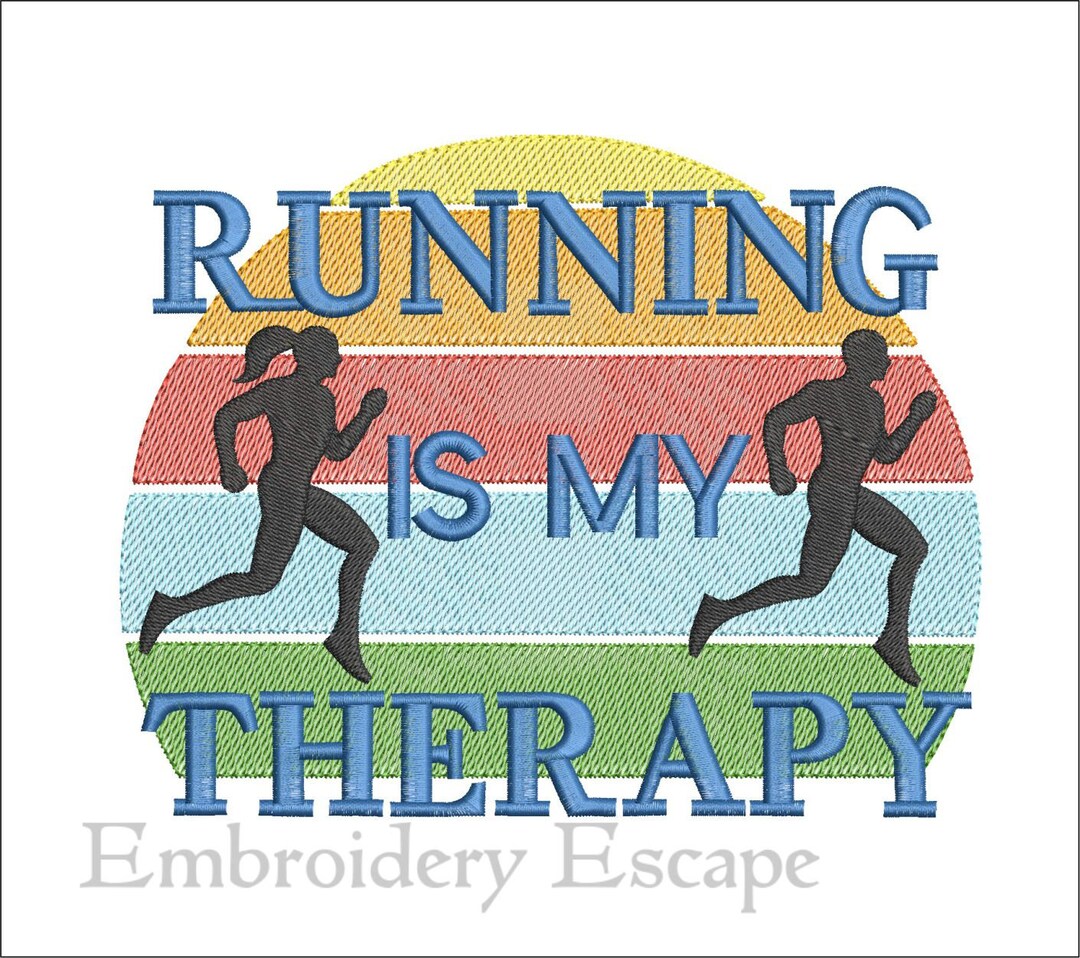Runners Embroidery Design, Running is My Therapy Machine Embroidery ...