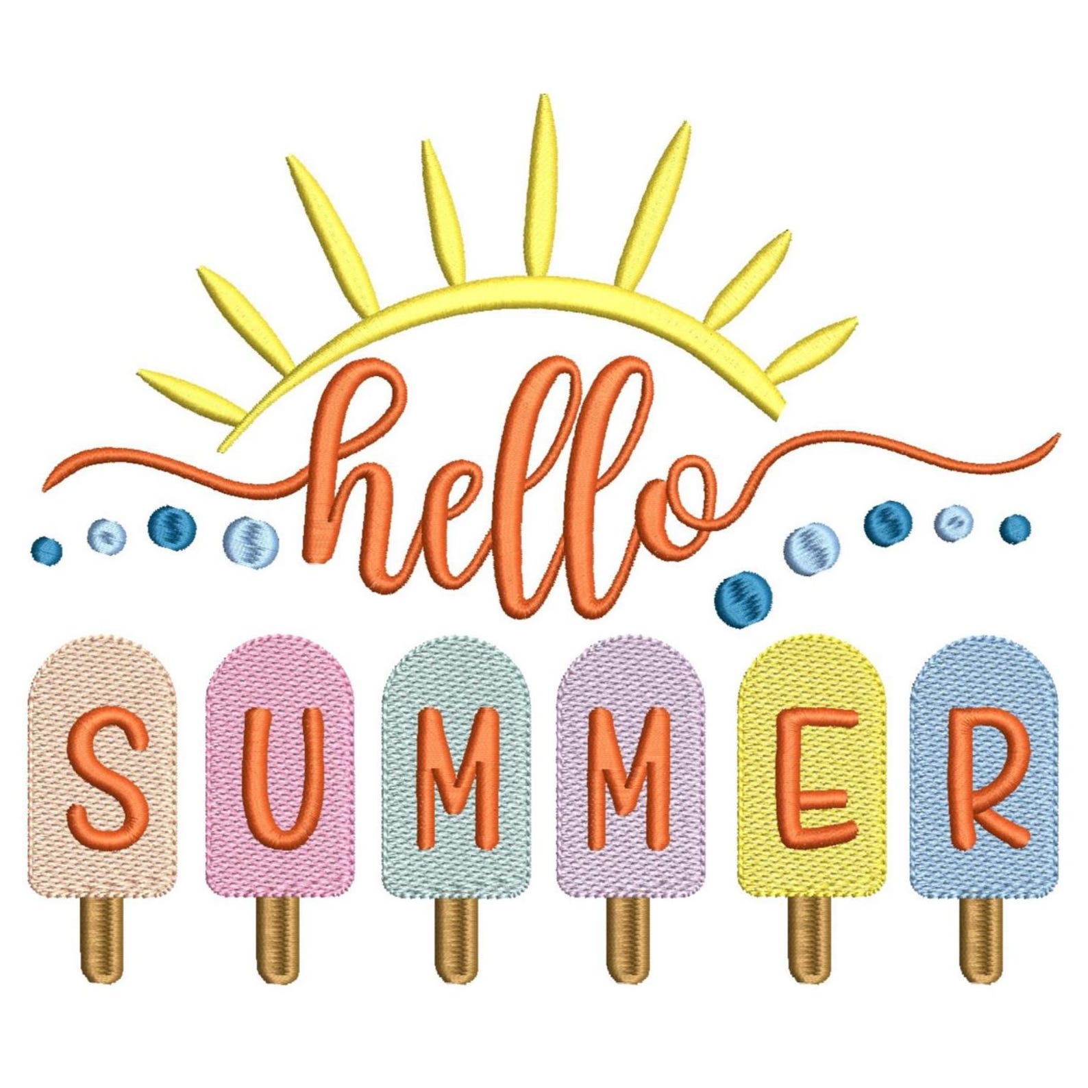 Hello Summer Embroidery Design: Holiday Sun (instant Download) - Etsy