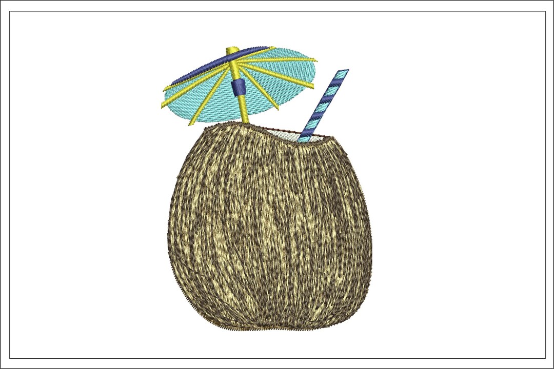 Coconut Drink Embroidery Design, 4 Sizes, Holiday Embroidery, Machine ...