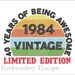 40th Birthday Embroidery Design, 1984 Limited Edition Machine ...