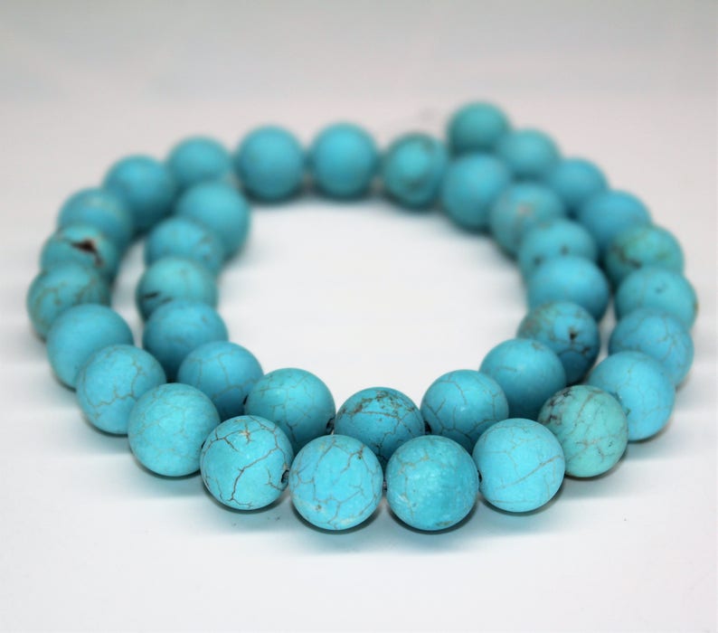 Matte Blue Howlite Turquoise Natural Gemstone Round Loose - Etsy