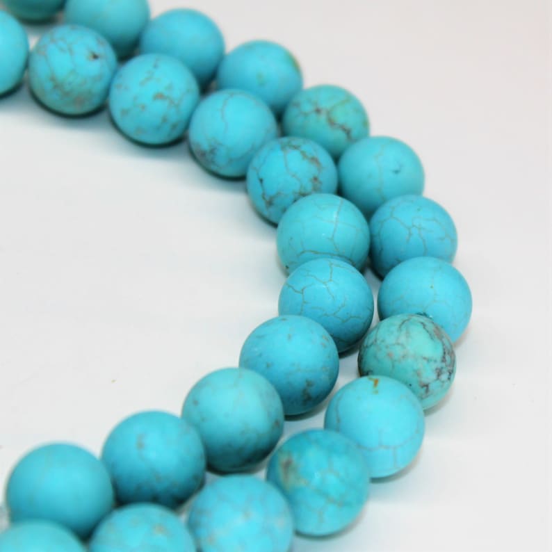 Matte Blue Howlite Turquoise Natural Gemstone Round Loose - Etsy
