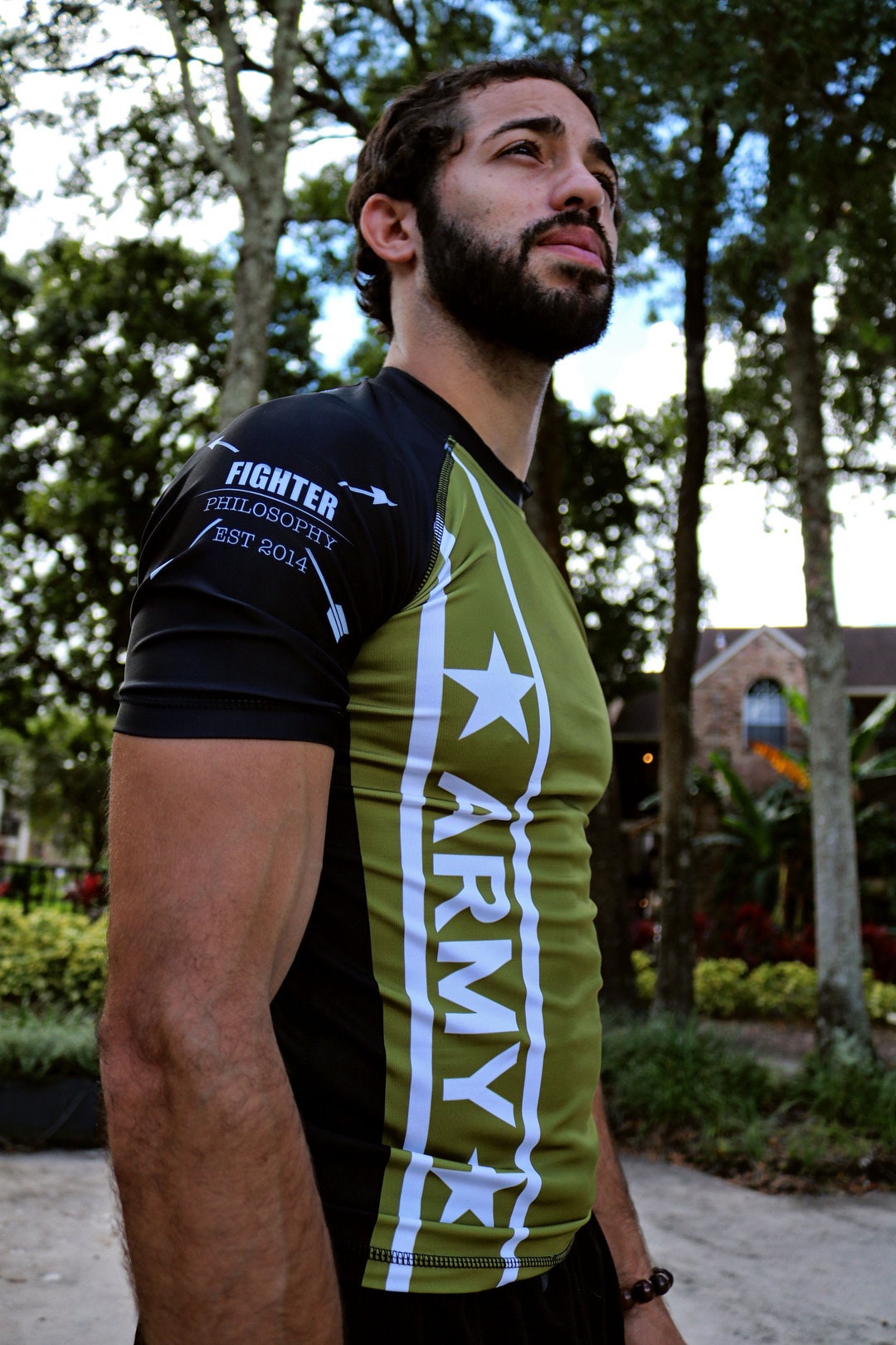 Army Rash Guard for Martial Arts, MMA, BJJ, Jiu Jitsu, Running and All ...