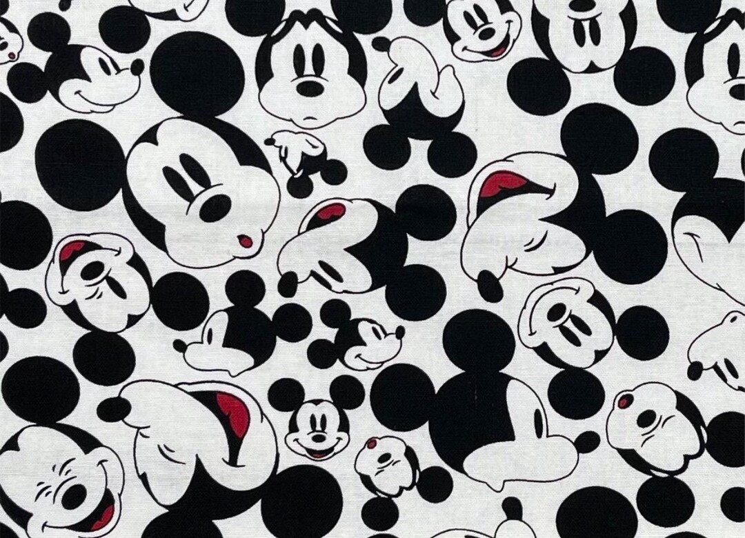 Disney Fat Quarters, Mickey Mouse, Pre-cut, Black and White Icon Cotton ...