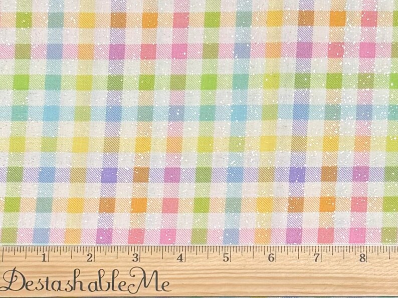 Pastel Plaid Spring Easter Cotton Woven Fabric With Yellow, Pink, Blue ...