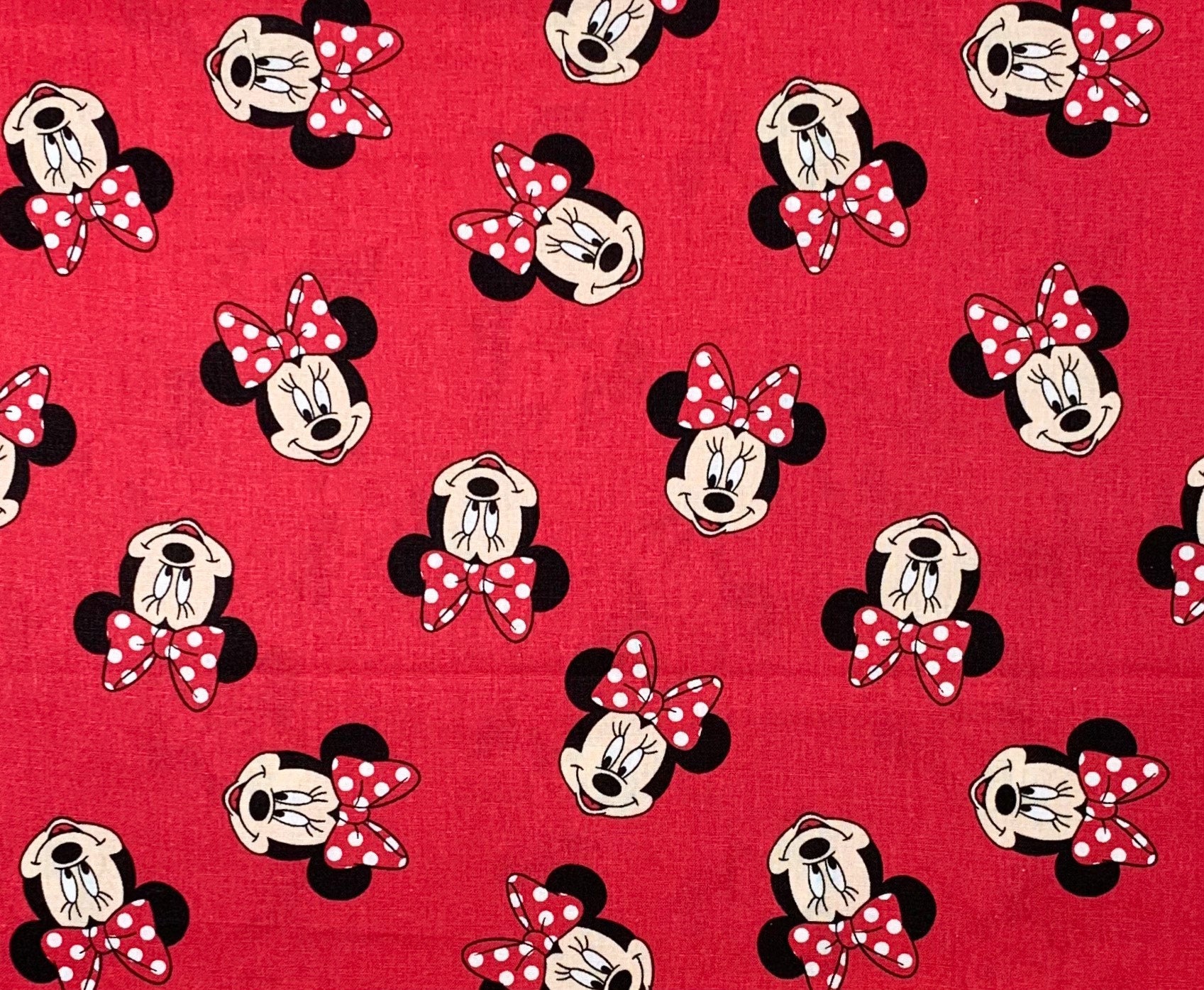 Minnie Mouse on red fabric Disney licensed character cotton | Etsy