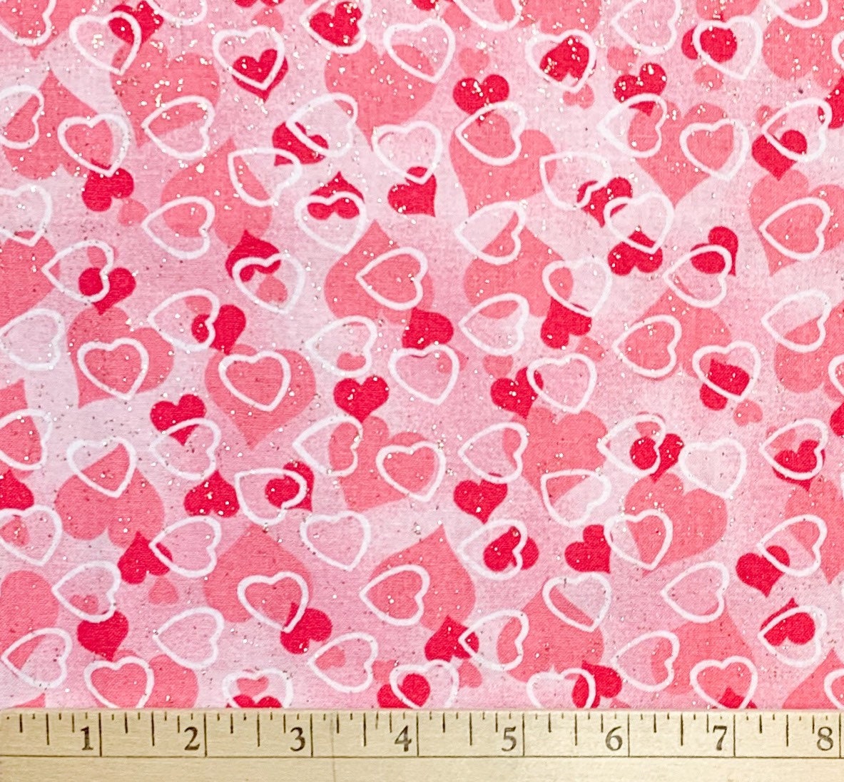 Pink valentines hearts fabric glitter sparkly pale pink | Etsy
