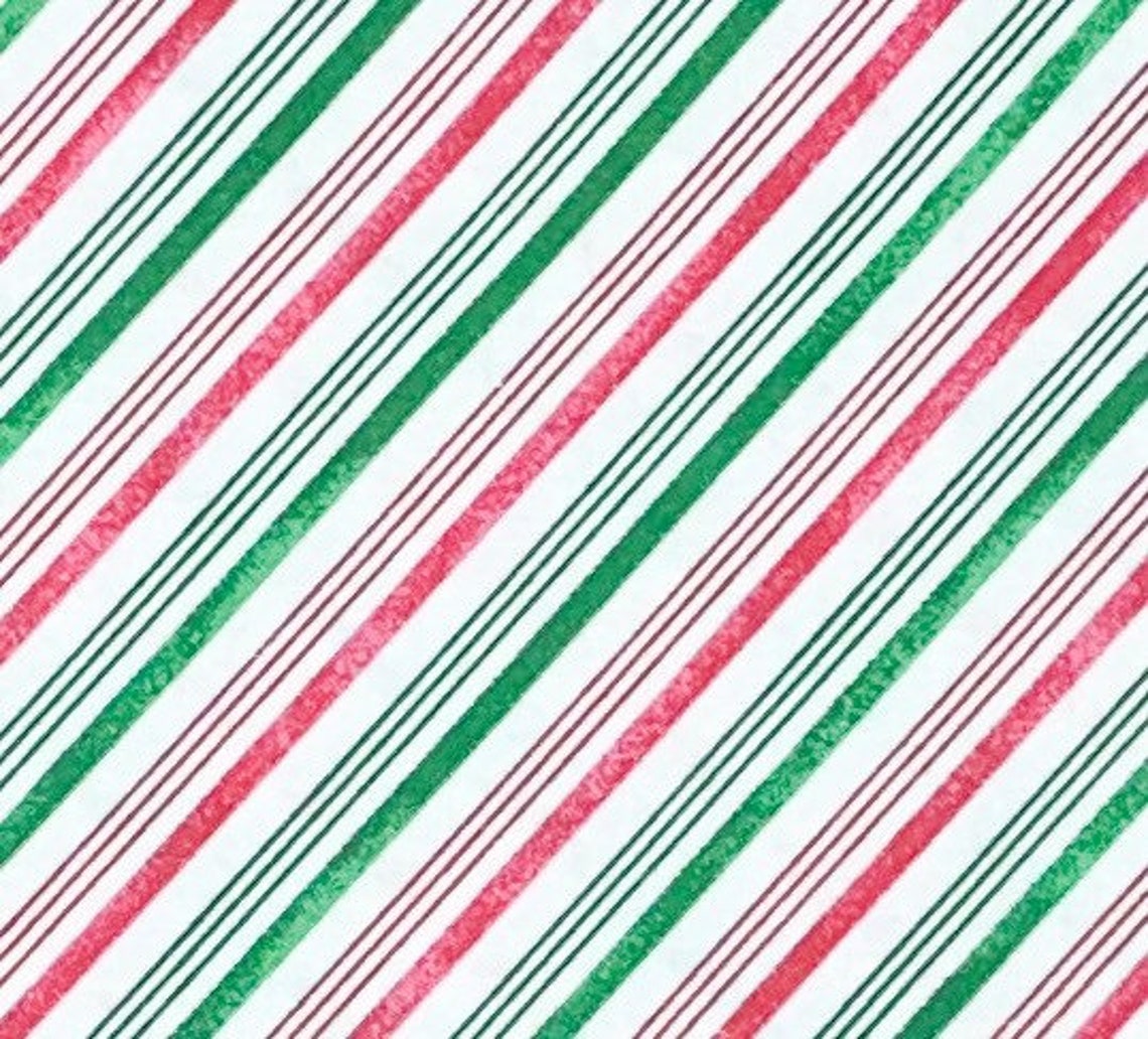 Red and Green Christmas Stripes on White Fabric Candy Cane - Etsy