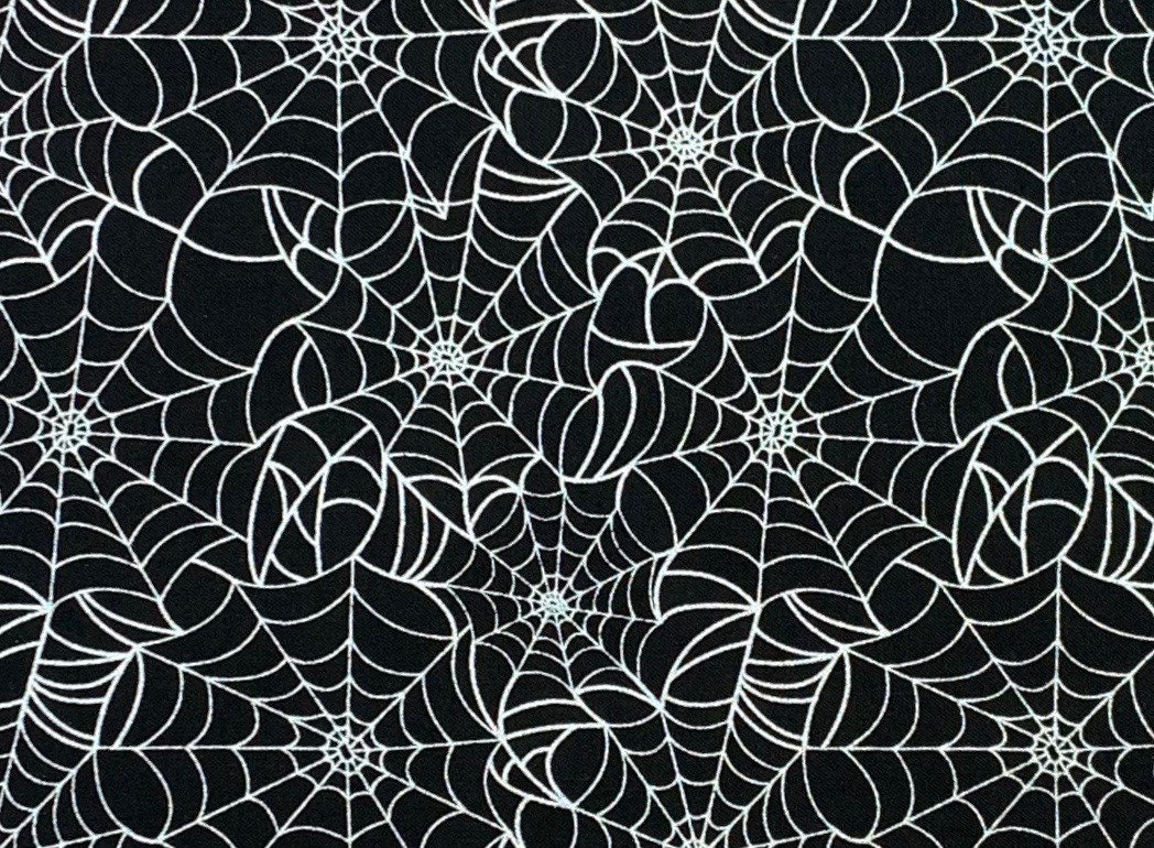 Metallic Silver Spider Web Black Fabric Halloween Cobweb - Etsy