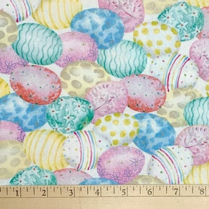 Easter Cotton Fabrics, Easter Rabbit and Flowers, Eggs, Pink Blue ...