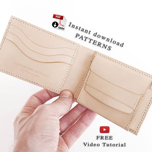 Bifold Wallet Patterns Video Tutorial/leathercraft Patterns - Etsy