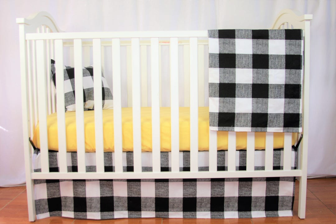 Crib Bedding Set Buffalo Check Yellow - Baby Bedding, Yellow Crib ...