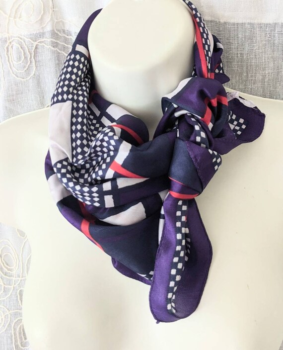 Vintage Italian carré scarf bright 60's 70's graphic … - Gem