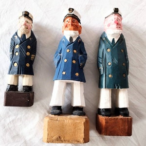 Wooden Captain Figurines Navy Pea Coat - Etsy