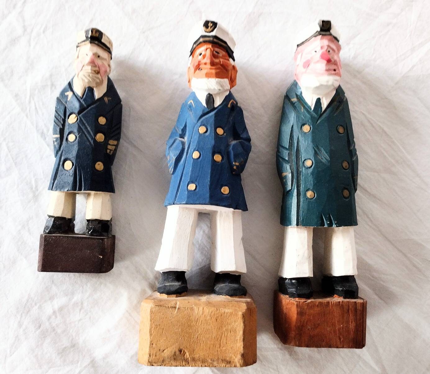Wooden Captain Figurines Navy Pea Coat - Etsy