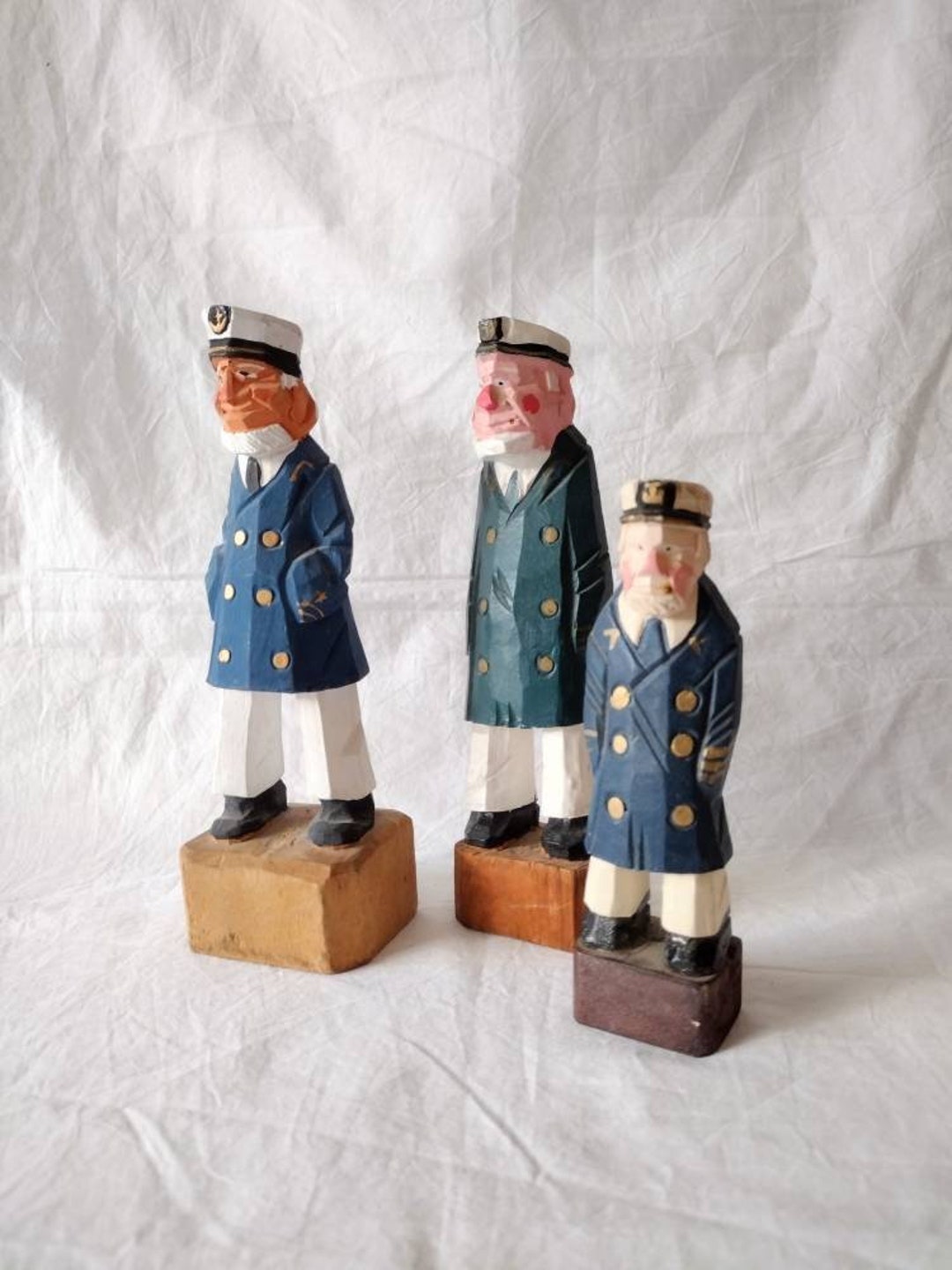 Wooden Captain Figurines Navy Pea Coat - Etsy