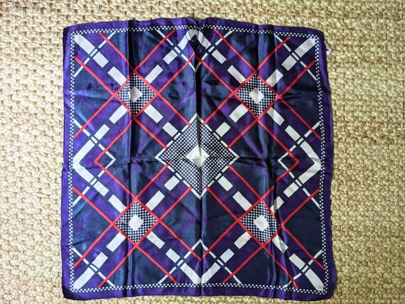 Vintage Italian carré scarf bright 60's 70's graphic … - Gem