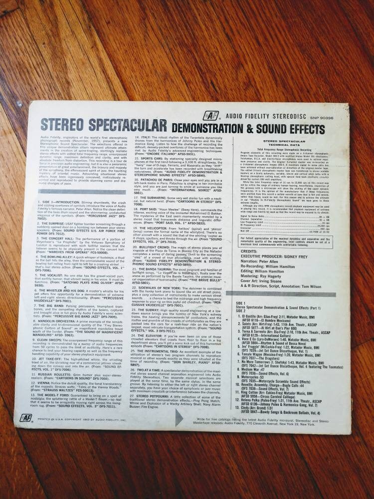 Stereo Spectacular LP 1963 Audio Fidelity Sound Effect Record - Etsy
