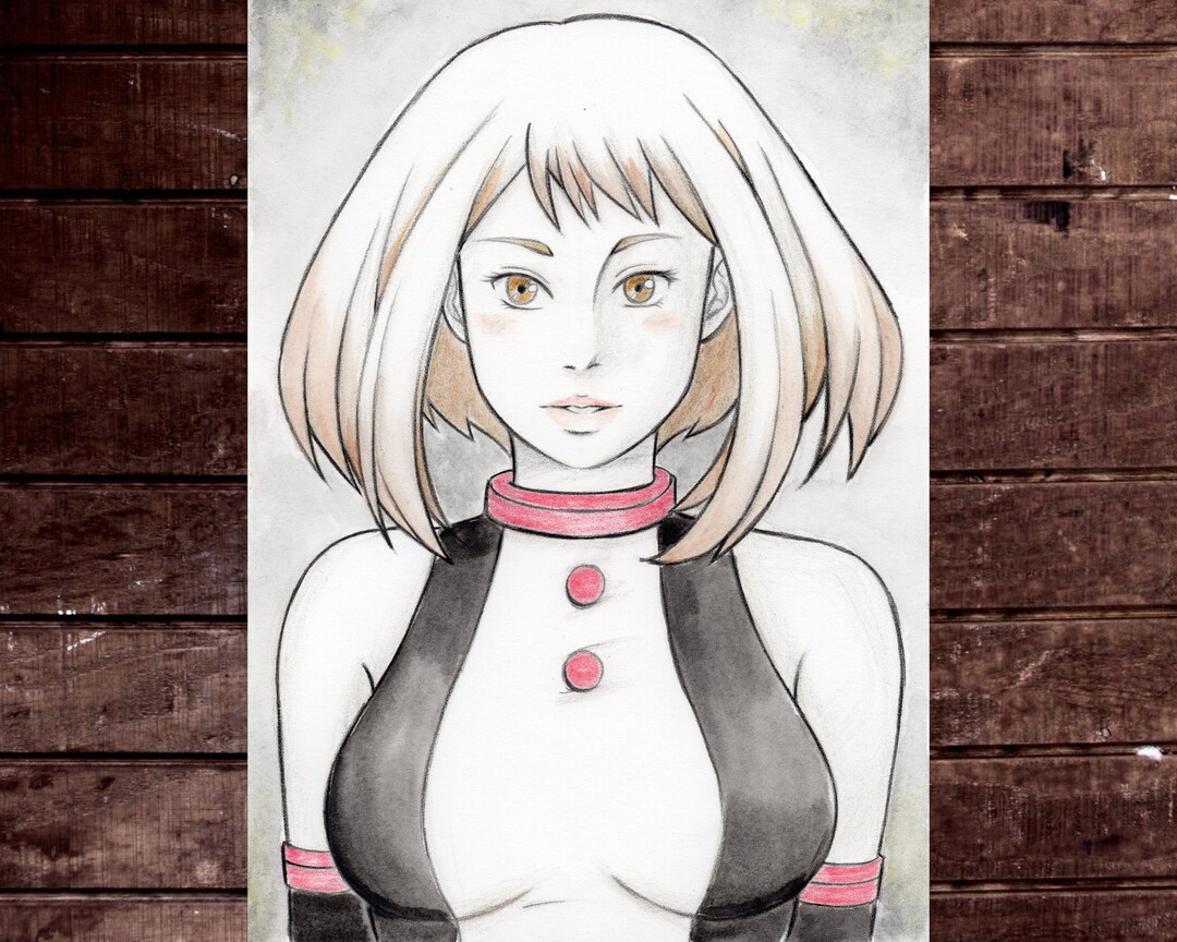 Uravity Pencil Portrait Matte A5 Print Monochrome Drawing, Anime Girl ...
