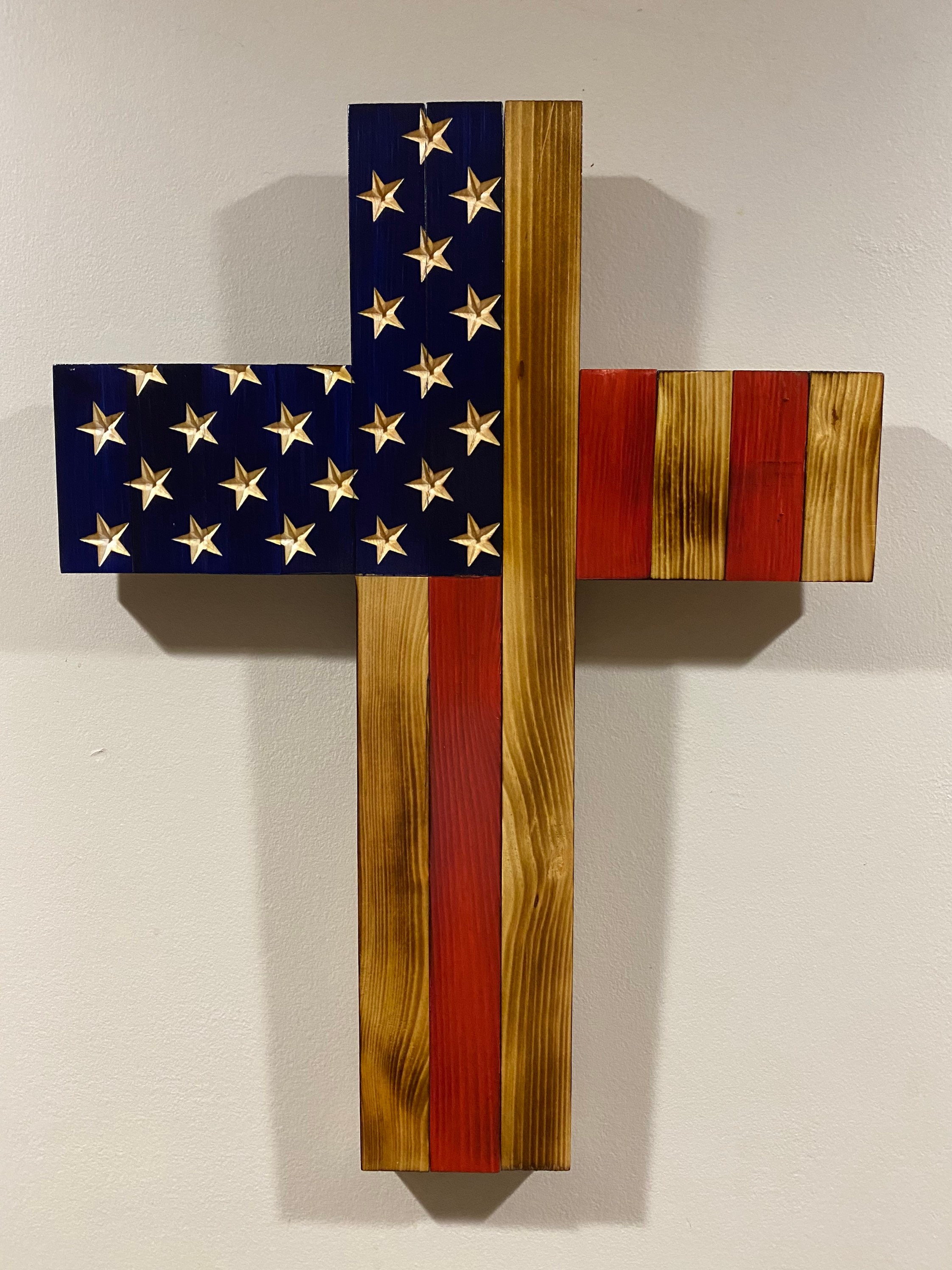 Wooden Flag,Wooden American flag cross, reclaimed wood cross, American ...