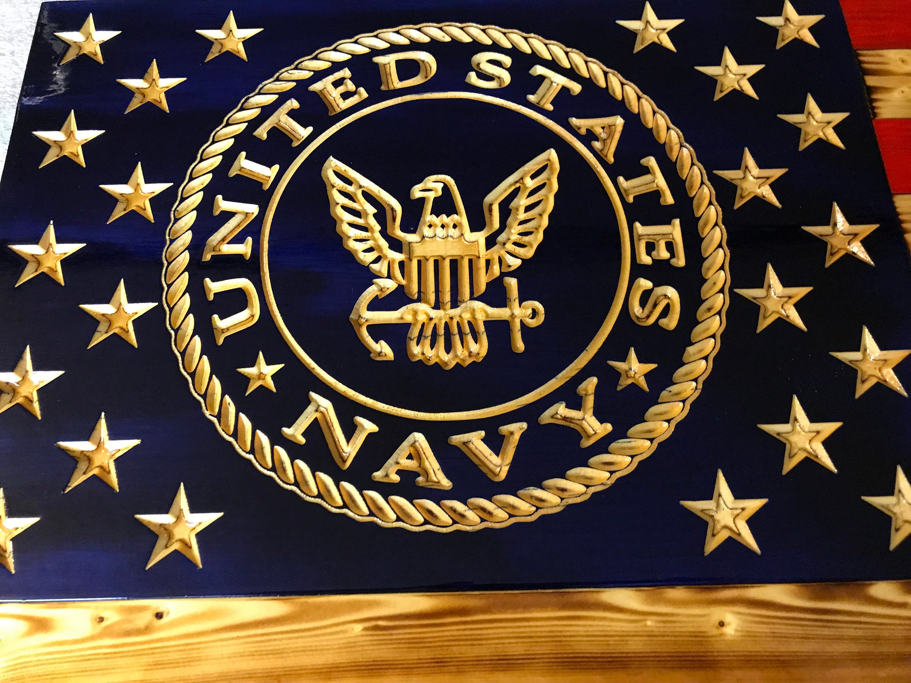 US Navy wooden flag 32x17 | Etsy