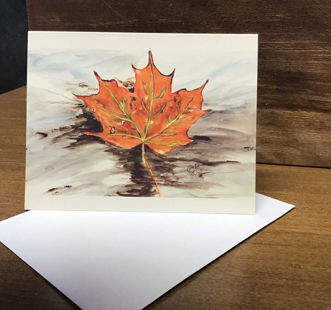 Vermont Maple Leaf Notecard - Etsy.de