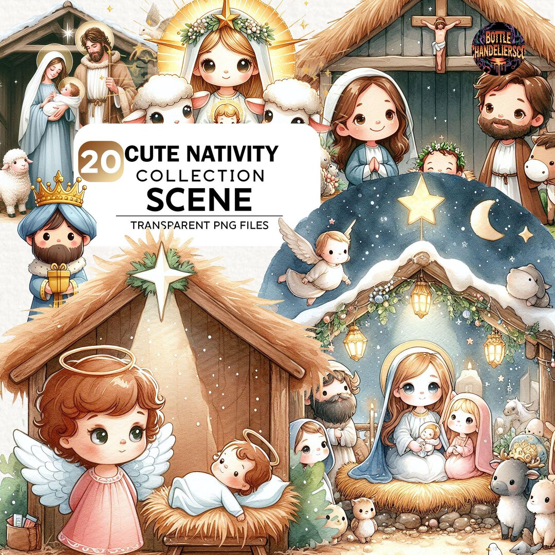 20+ Watercolor Cute Nativity Scene Clipart Bundle, Christmas Bundle Png ...