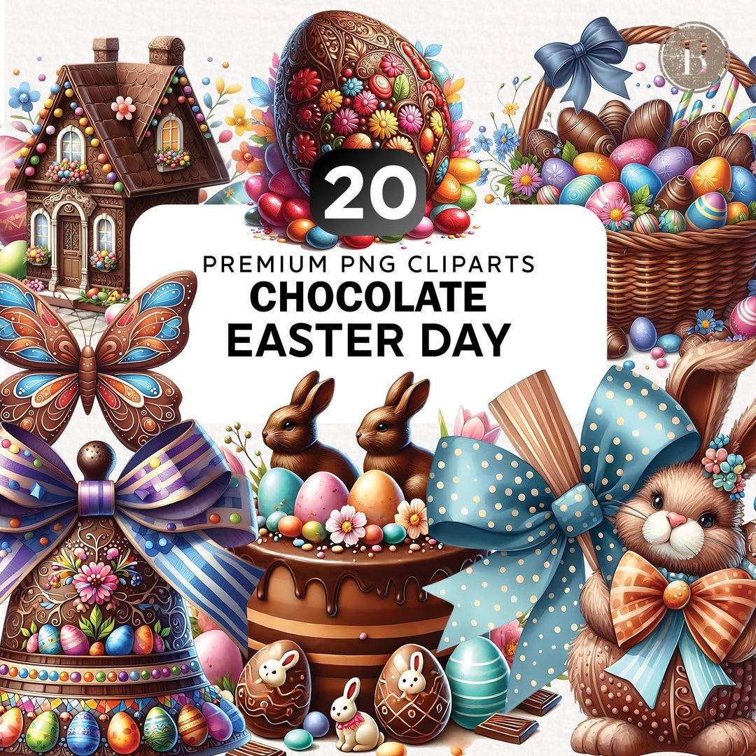 20+ Watercolor Easter Chocolate Clipart PNG Bundle, Easter Chocolate ...