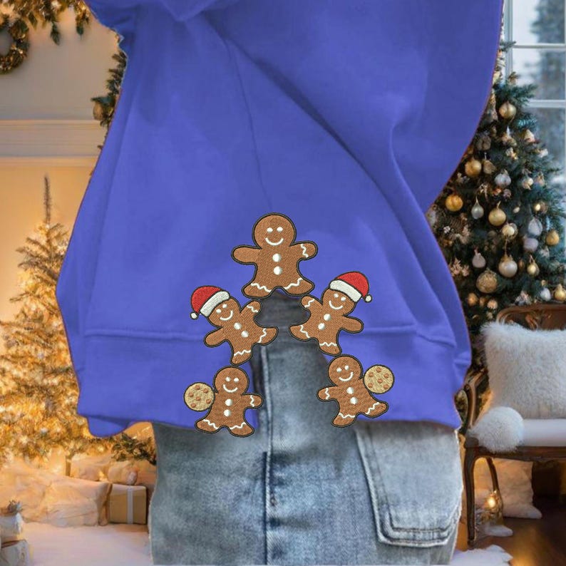 Gingerbread Side Bow Appliqué Sweatshirt Embroidery Design, Side Bow ...