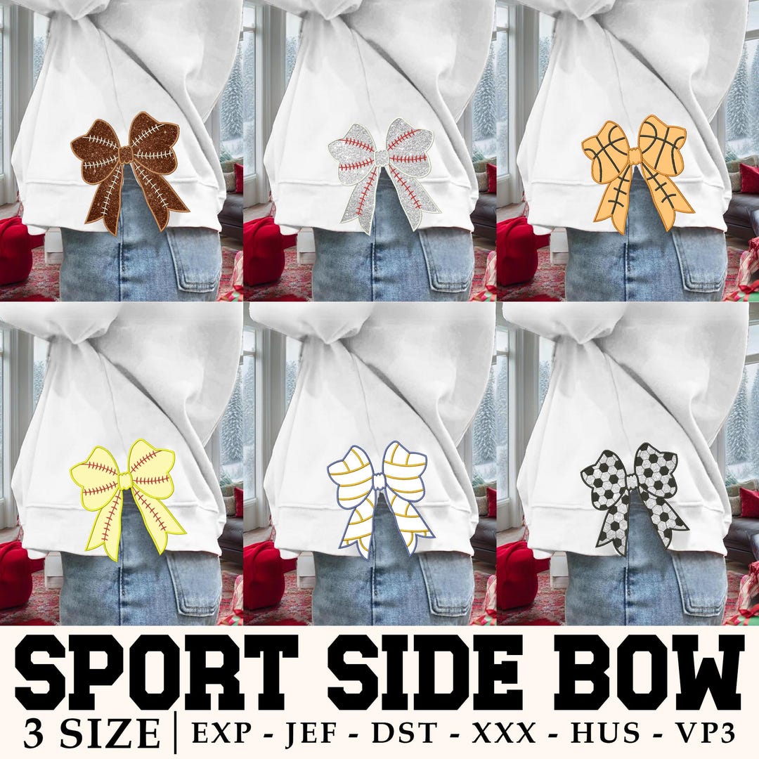 Sport Side Bow Applique Bundle, Side Bow Machine Embroidery Designs ...
