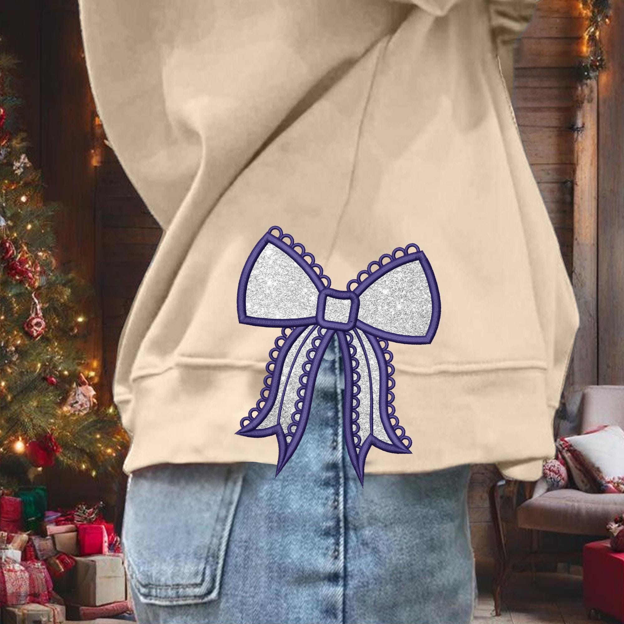 Mini Lace Bow Cut Out Side Embroidery Design, Bow Appliqué Embroidery ...